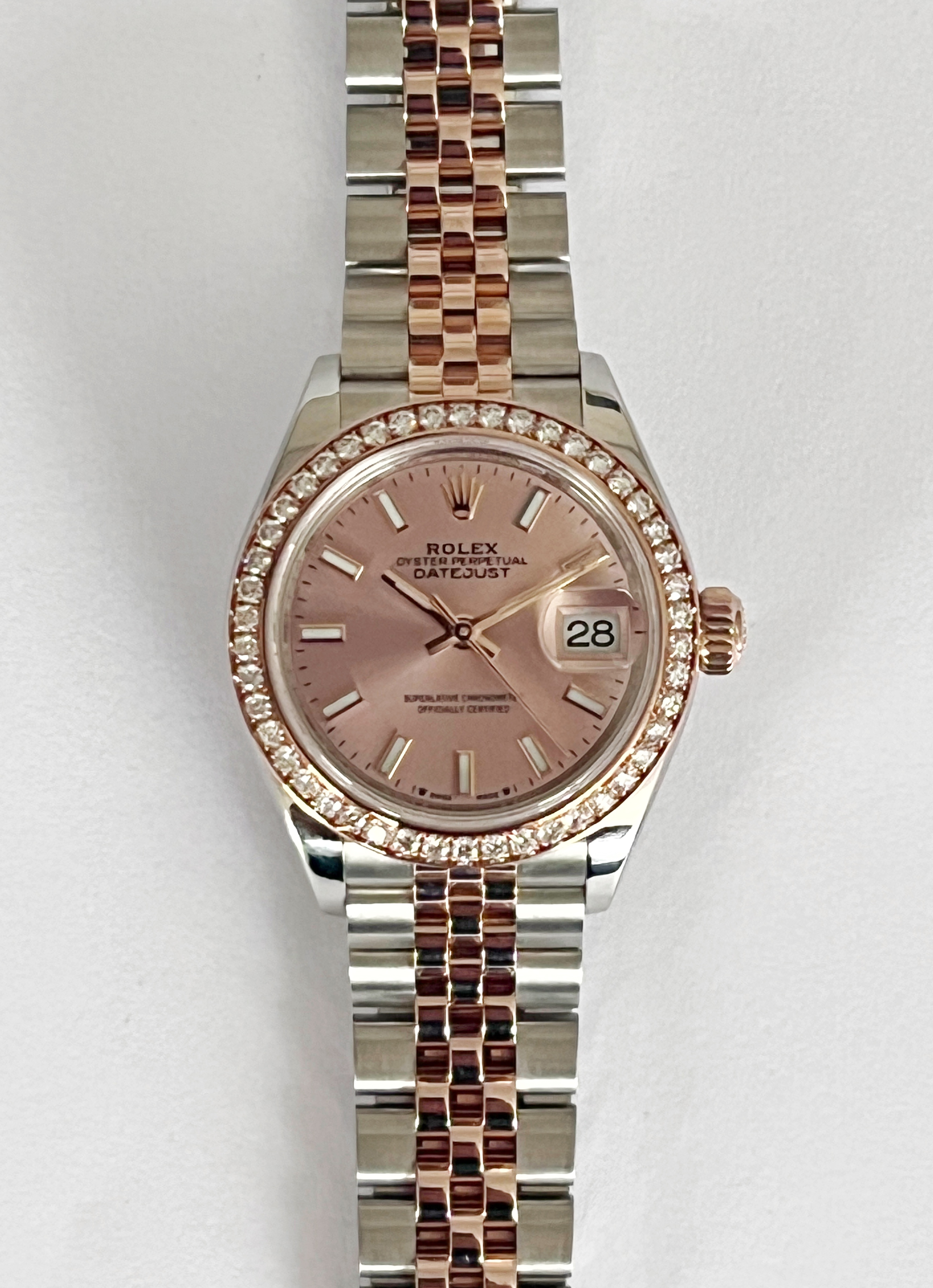 ROLEX DATEJUST 28MM STEEL & ROSE GOLD DIAMOND BEZEL 279381RBR - HG ...